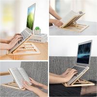 China Customized Logo Foldable Wooden Laptop Riser Adjustable Computer Stand for sale