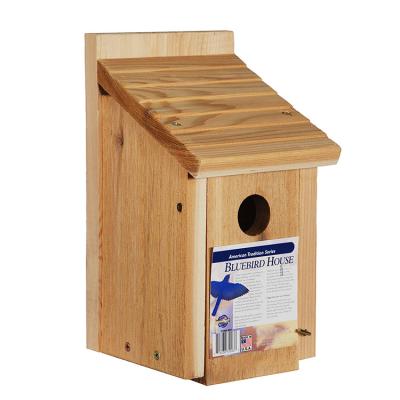 China Push-up Closure Solid Pattern Garden Decor Wooden Bird House with Front Porch for sale
