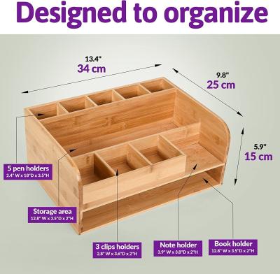 China Organize Office Supplies with Bamboo Wood Desk Organizer and File Storage Customized Logo for sale