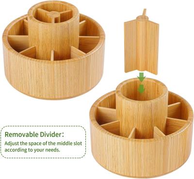 Cina Logo personalizzato Acceptabile Bambù Organizzatore di scrivania rotante per Caddy di archiviazione desktop in vendita