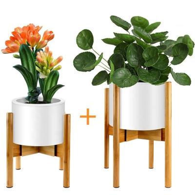 Cina Fiore/pianta verde usata Moderno design Bambù Massello Acacia Pianta di legno Pot Stand Holder in vendita