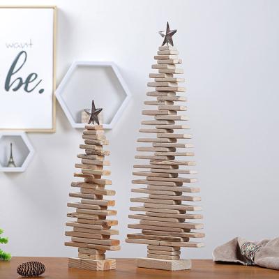 China Christmas Tree Table Decoration Ornaments with Simple Design and Natural Wood Color for sale