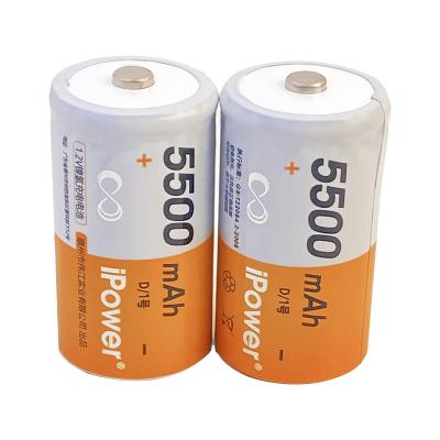 Cina 1.2V Batteria NiMH ricaricabile 5500mAh Dimensione D Batterie Eco Supermercato Vendita all'ingrosso in vendita