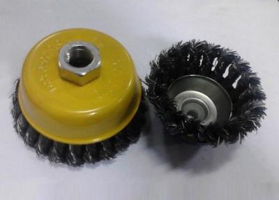 China 75 Mm OD Wire Cup Brush Knot Type Heavy Duty Yellow Bowl Body For Removing Paint for sale