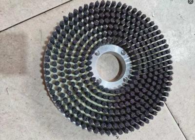 China Metal Base 7 Rows Silicon Carbide Bristle Nylon Staple Set Disc Brushes 250MM Diameter for sale