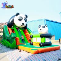 China Panda Theme Backyard Water Slide Inflatable Bounce Slide Double Lane for sale