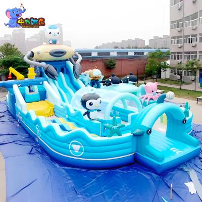China Ocean Exploration Inflatable Childrens Bouncy Castle With Dual Slide Thickened PVC for sale
