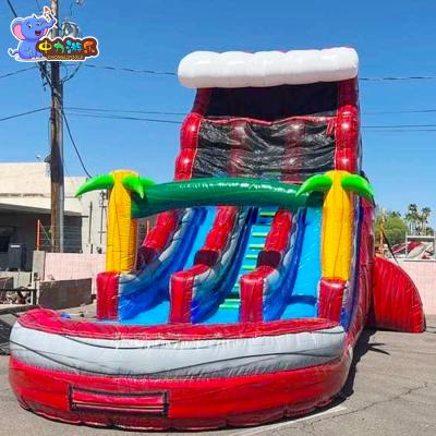 China Outdoor Adventure Inflatable Water Slide With Pool Inflatable Wet Dry Slide for sale