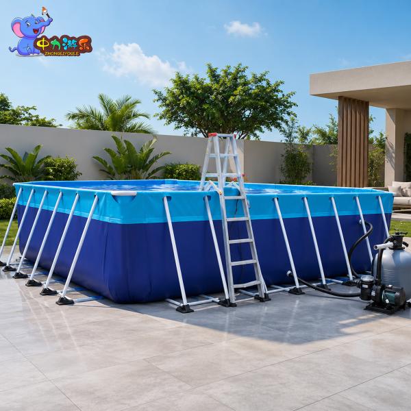 Quality Wear Resistant Metal Frame Portable Above Ground Pool Rectangular For Kids Swimming for sale