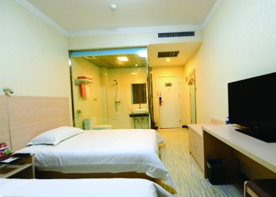 中国 薄い色の経済的な標準的な部屋のための簡単なホテルの寝室の家具セット 販売のため