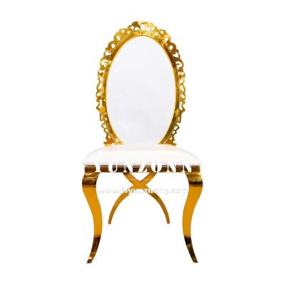 China Fancy Acrylic Sunflower Back Gold Home Dining Chair Stacking Stainless Steel Wedding Chair for Hotel Banquet Party Used for sale