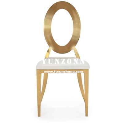 China Dining Furniture Gold Stainless Steel Banquet Chair Stacking Design Hotel Wedding Event Party Steel Chair for sale