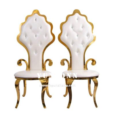China Wholesale Gold Stainless Steel Bride And Groom Chair High Back Wedding King Throne Chair for sale