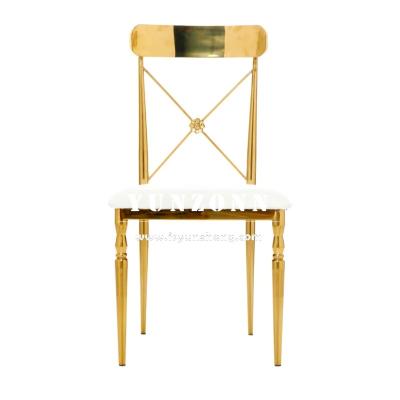 China Banquet Party Rental Gold Stainless Steel Hotel Wedding Chairs For Events Hall for sale