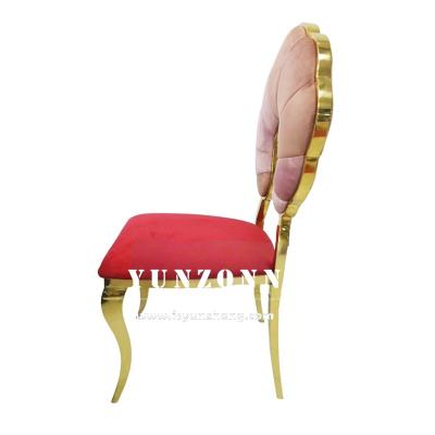 China Fashion Pumpkin Back Design Event Party Rental Furniture Gold Stainless Steel Banquet Dining Chair For Hotel Restaurant for sale