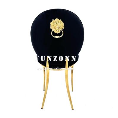 China Wholesale Dubai Market Gold Stainless Steel Banquet Chair Royal Lion Handhold Hotel Luxury Dining Chair for sale