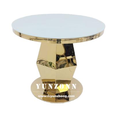 China Golden Wedding Round Cake Stand Stainless Steel Nodern Cake Table for sale