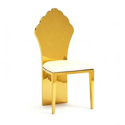 China Luxury Modern White Leather Gold Stainless Steel king and Queen Royal Wedding Chair for sale