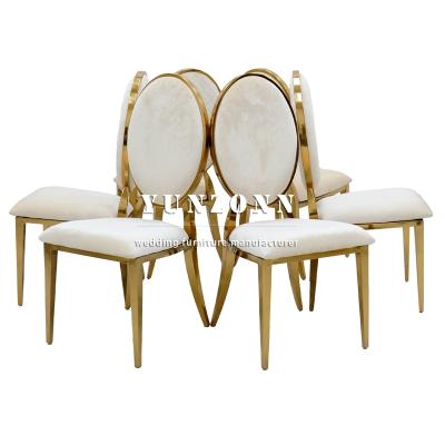 China Modern Stackable Wedding Event Chair Gold Stainless Steel Hotel Banquet Chair for sale