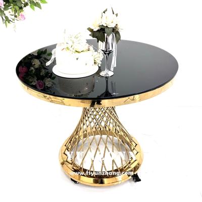 China Luxurious Spoke Cake Table with Wheels Modern Metal Design for Wedding Decoration for Hotels and Events for sale