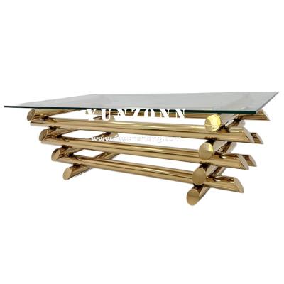 China Modern Luxury Rectangular Coffee Table New Design Glass Furniture for Home and Wedding Hotels for sale