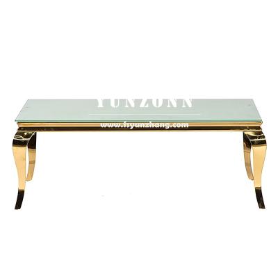 China Romantic Rectangle Stainless Steel Frame with Mirror Glass Top Modern Design Wedding Event Coffee Table for sale