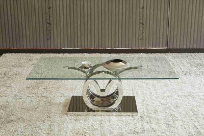 China Seagulls Design Luxury Modern Glass Top Dining Table Set 4 Seater Stainless Steel Base Frame Silver for sale
