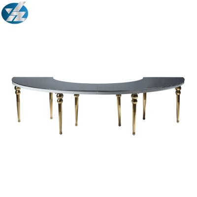 China SS em volta das tabelas grandes curvadas D340XH75 do evento do hotel da mesa de jantar do casamento do aluguel do ouro à venda