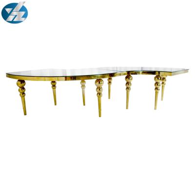 China SS em volta das tabelas grandes curvadas D340XH75 do evento do hotel da mesa de jantar do casamento do aluguel do ouro à venda