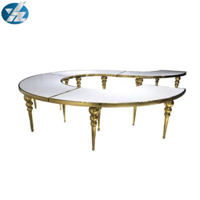 China SS em volta das tabelas grandes curvadas D340XH75 do evento do hotel da mesa de jantar do casamento do aluguel do ouro à venda