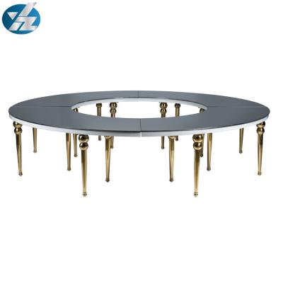China SS em volta das tabelas grandes curvadas D340XH75 do evento do hotel da mesa de jantar do casamento do aluguel do ouro à venda
