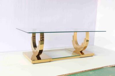 China Ti Gold U Shaped Base 2 Piece Coffee Table Set Living Room Home Furniture for sale