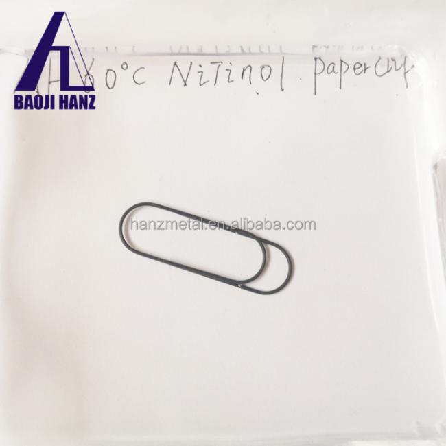 nitinol shape memory paperclip recover when put in hot water