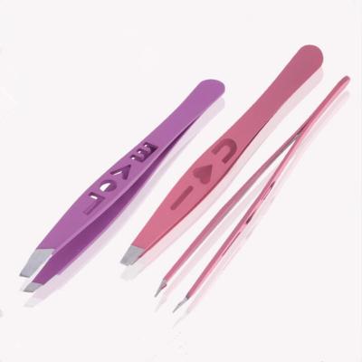 China Professional Best Design Eyelash Clip Pink & Purple Eyebrow Removal Tweezers for sale
