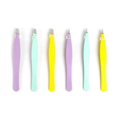 China Low MOQ high quality printed stainless steel private label eyebrow lash tweezers for sale