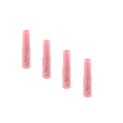 China Customzied Size Pink Lipstick-shaped eyebrow eyeliner plastic cosmetic pencil sharpener with low price for sale