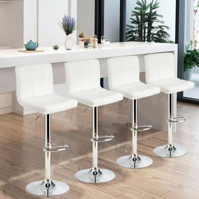 China Modern High Back Bar Stool Adjustable PU Leather Seats Swivel Bar Stool Chair for sale
