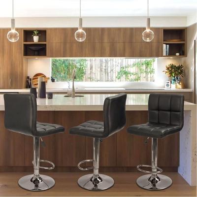 China Modern Vintage Wine Bar Height Chairs PU Leather Kitchen Counter Height Bar Stools for sale