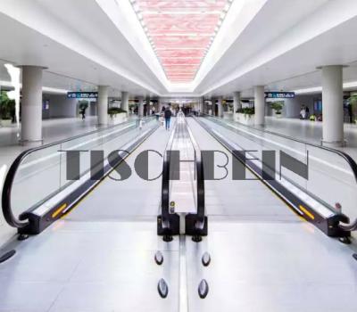 China Flat Type 1000mm Tempered Glass Balustrade Panel Moving Walkway 0.5m/s Emergency Stop Button For Shopping Mall for sale