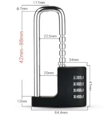 Cina ODM Extra 50mm Long Chackle Padlock resistente alle intemperie Meccanica U Combinazione in vendita
