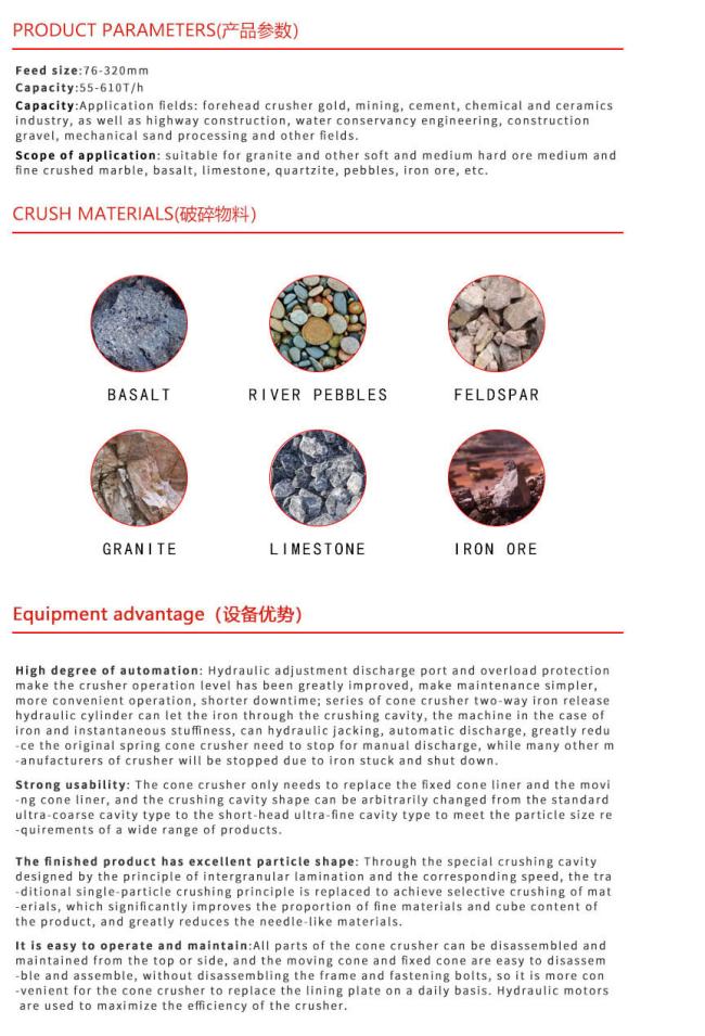 Excellent Manufacturer Selling Cone Crusher Used for Ores and Rocks