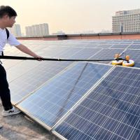 China Customizable 3.5m Solar Panel Cleaning Brush Double Disc Rolling 40cm Width for sale