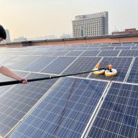 China Customizable 3.5m Solar Panel Cleaning Brush Double Disc Rolling 40cm Width for sale