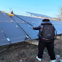 China Backpack Battery Solar Panel Cleaning Brush 5.5m Handle Single Disc Rotating for sale