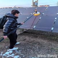 China Solar Panel Cleaning Rotating Brush with Backpack Lithium Battery 3.5m Telescopic Handle for sale