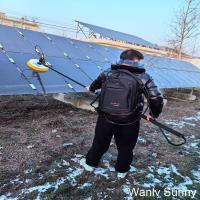 China Single Head Rotating Brush Solar Panel Cleaning Machine 7.5m Handle Li Battery for sale