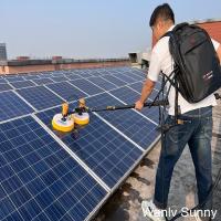 China Mobile Solar Panel Cleaning Tool with 7.5m Telescopic Pole and Double Rotating Heads for sale