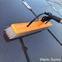 China Water Fed 35cm Rectangular Strip Brush for Solar Panel Cleaning with Aluminum Pole for sale