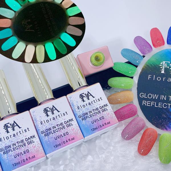 Quality Nail Polish Gel Manufacturer 48 Colors Glitter Reflective Gel Polish Glow in the Dark Flashing Disco Gel Nail Supplies Factory for sale