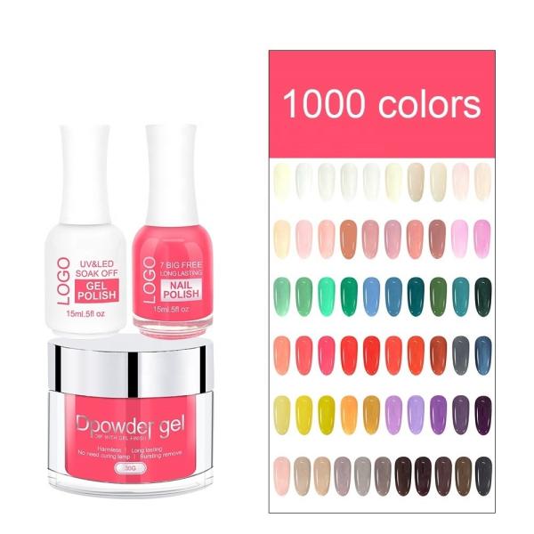 Quality Fast Drying Dip Powder 3 in 1 Set Perfect Color Matching Gel Polish Nail Lacquer Varnish OEM Nails Dipping Powder Kit Customized for sale